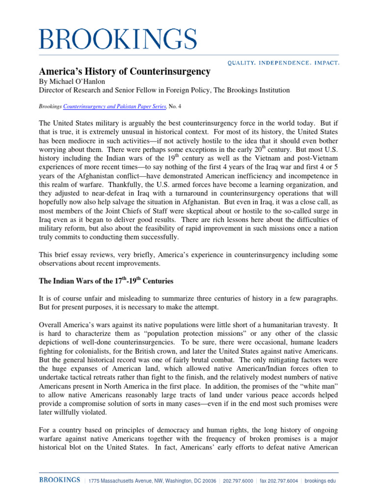 Counterinsurgency Ohanlon | PDF | Insurgency | Military Intelligence