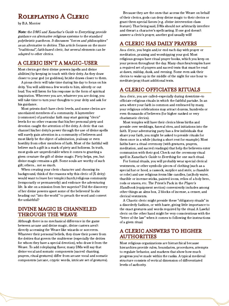 Roleplaying_a_Cleric | PDF | Prayer | Clergy