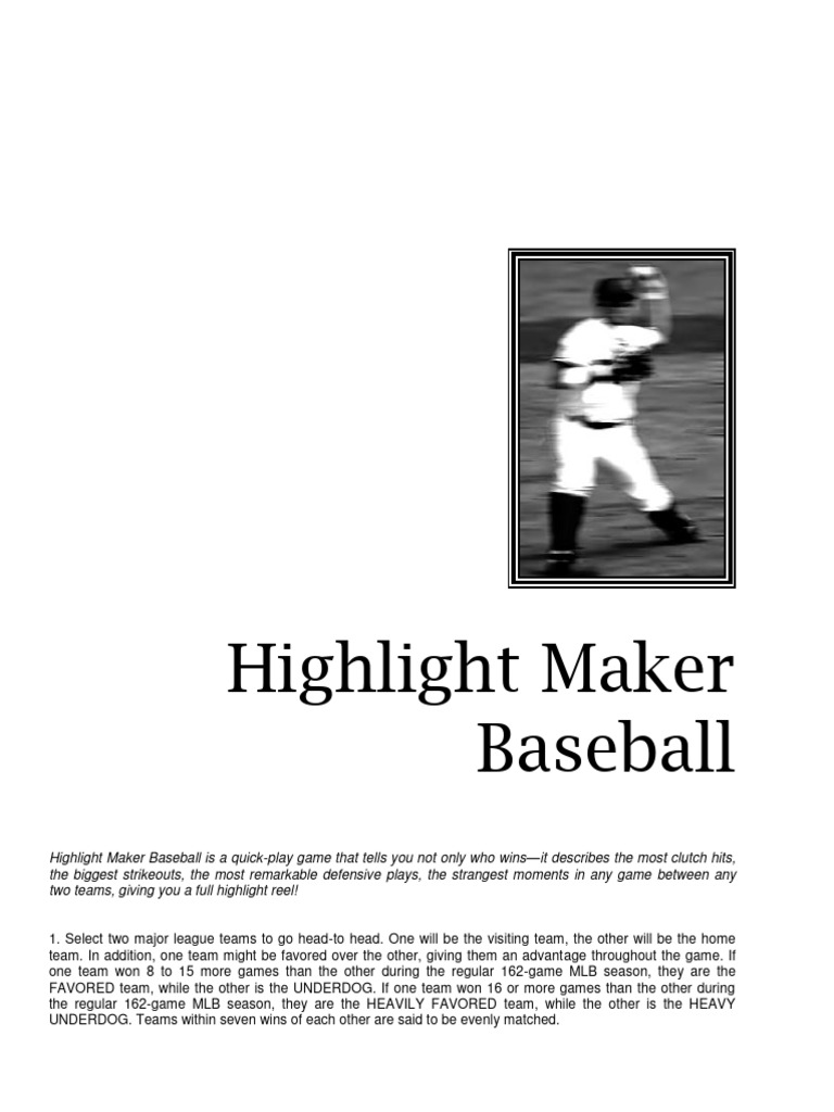 Highlight Maker Baseball | PDF | Baseball Field | Batting (Baseball)