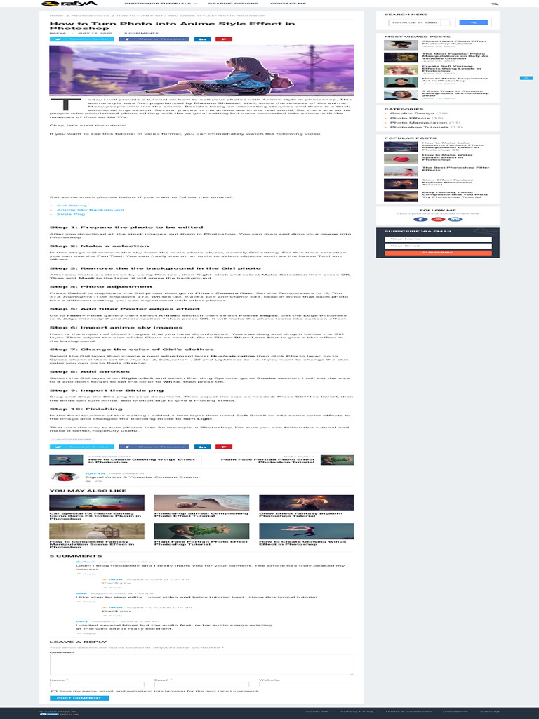 How To Turn Photo Into Anime Style Effect in Photoshop - Rafy A | PDF ...
