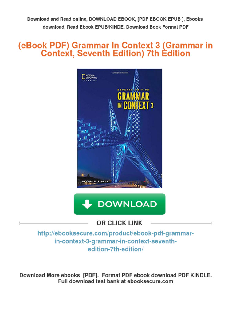 Get (Ebook PDF) Grammar in Context 3 (Grammar in Context, Seventh Edition) 7th Edition Free All ...
