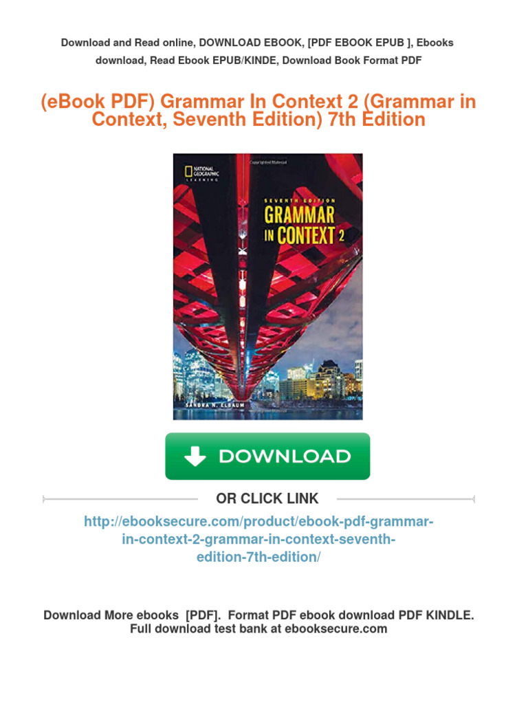 Get (Ebook PDF) Grammar in Context 2 (Grammar in Context, Seventh Edition) 7th Edition Free All ...