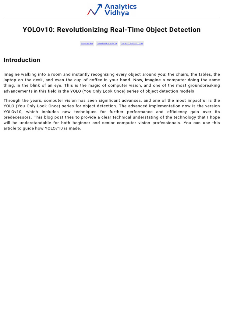 YOLOv10 - Revolutionizing Real-Time Object Detection | PDF | Computer Science | Cognitive Science