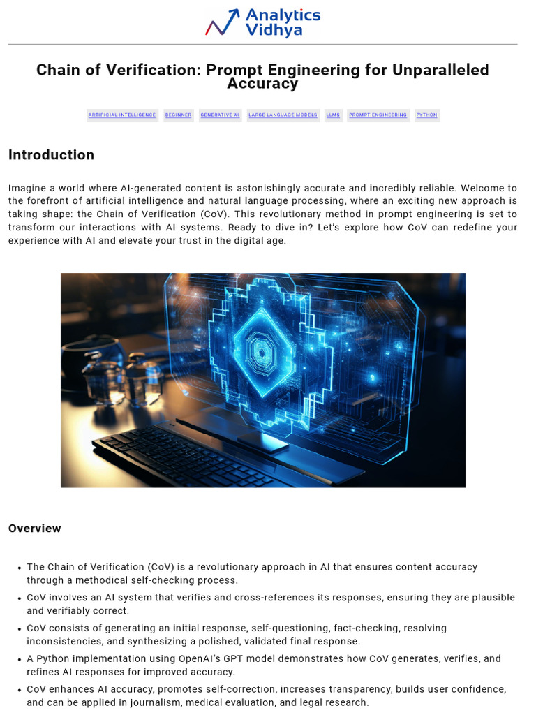 Chain of Verification - Prompt Engineering For Unparalleled Accuracy ...
