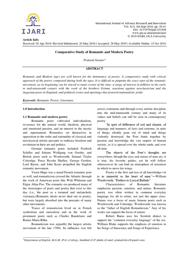 Compritive Study of Classical Vs Romantic Poetry | PDF | Romanticism ...