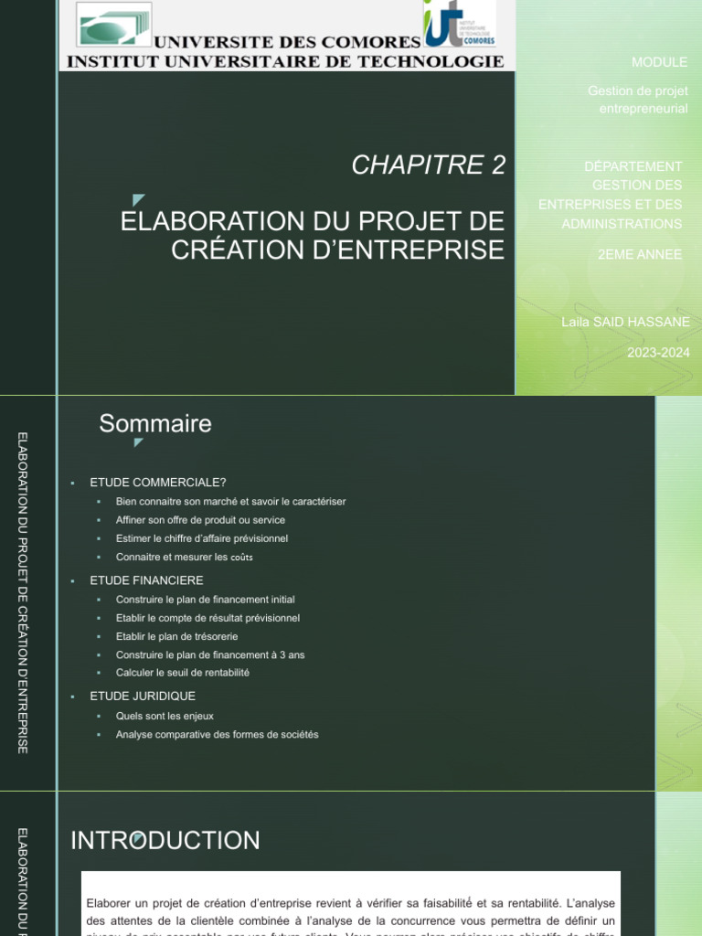 Élaboration d'un Projet Entrepreneurial | PDF | Business | Fonds de ...