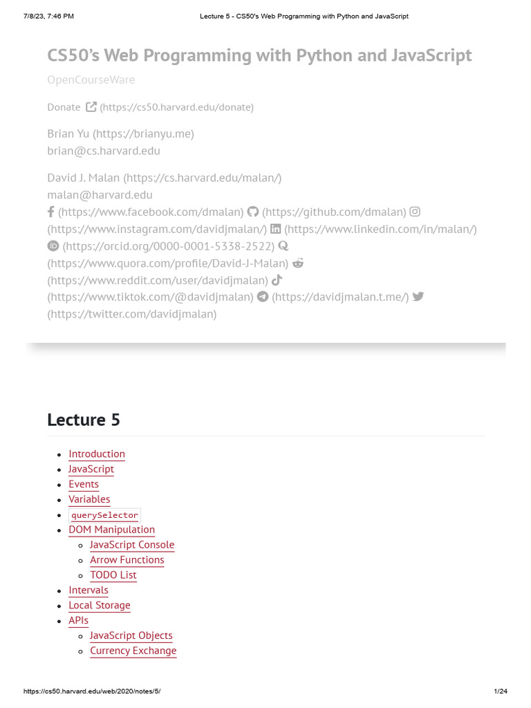 Lecture 5 - CS50's Web Programming With Python and JavaScript | PDF ... Lecture 5 - CS50's Web Programming With Python and JavaScript | PDF ...