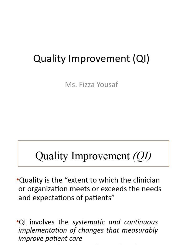 Healthcare Quality Improvement Guide | PDF | Health Care | Medical Specialties