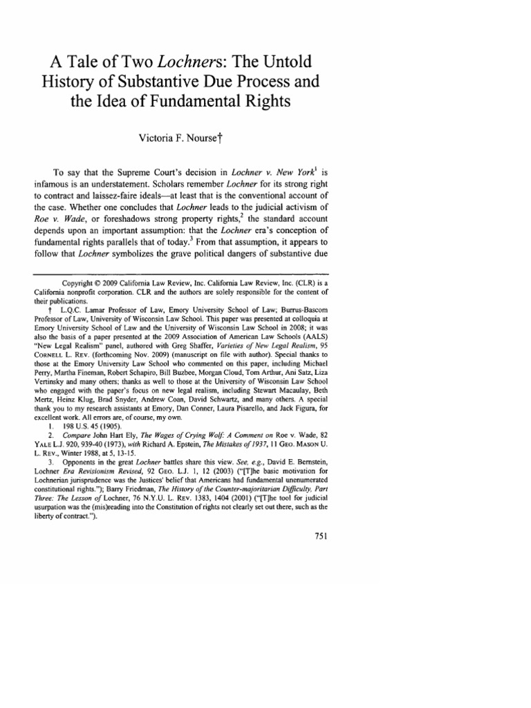 Nourse, Victoria F. - A Tale of Two Lochners - The Untold History of ...
