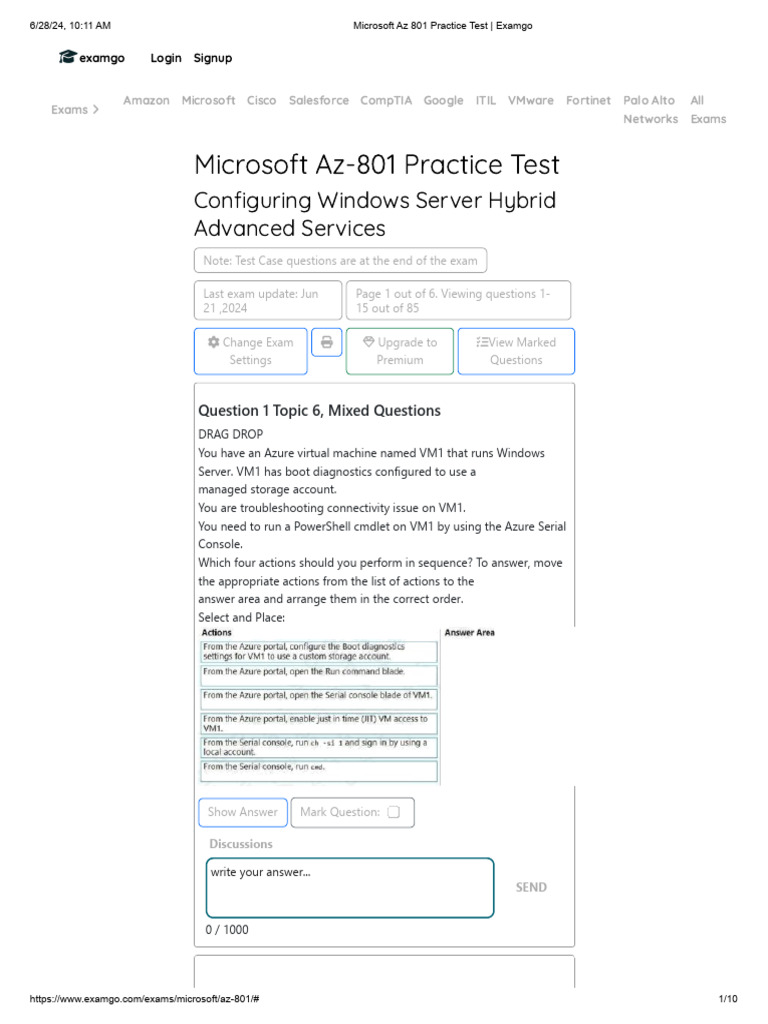 Microsoft Az 801 Practice Test _ Examgo | Download Free PDF | Microsoft ...