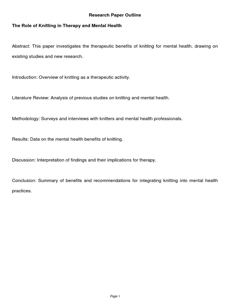 Knitting's Impact on Mental Health Therapy | PDF