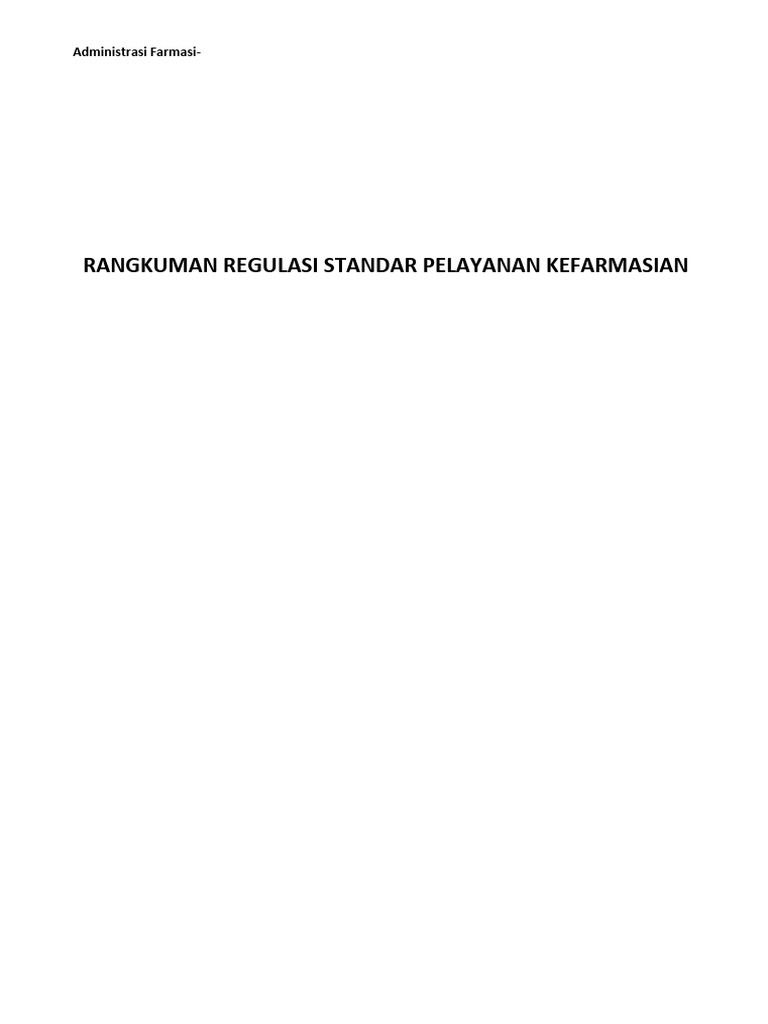 Rangkuman Materi Standar Pelayanan Kefarmasian PT 2 | PDF