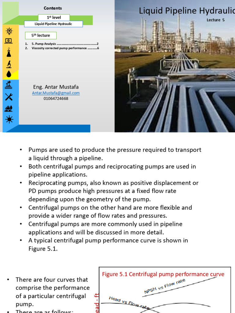 Liquid Pipeline Hydraulics Lecture 5 Sub Pump Analysis | PDF | Pump | Chemical Engineering