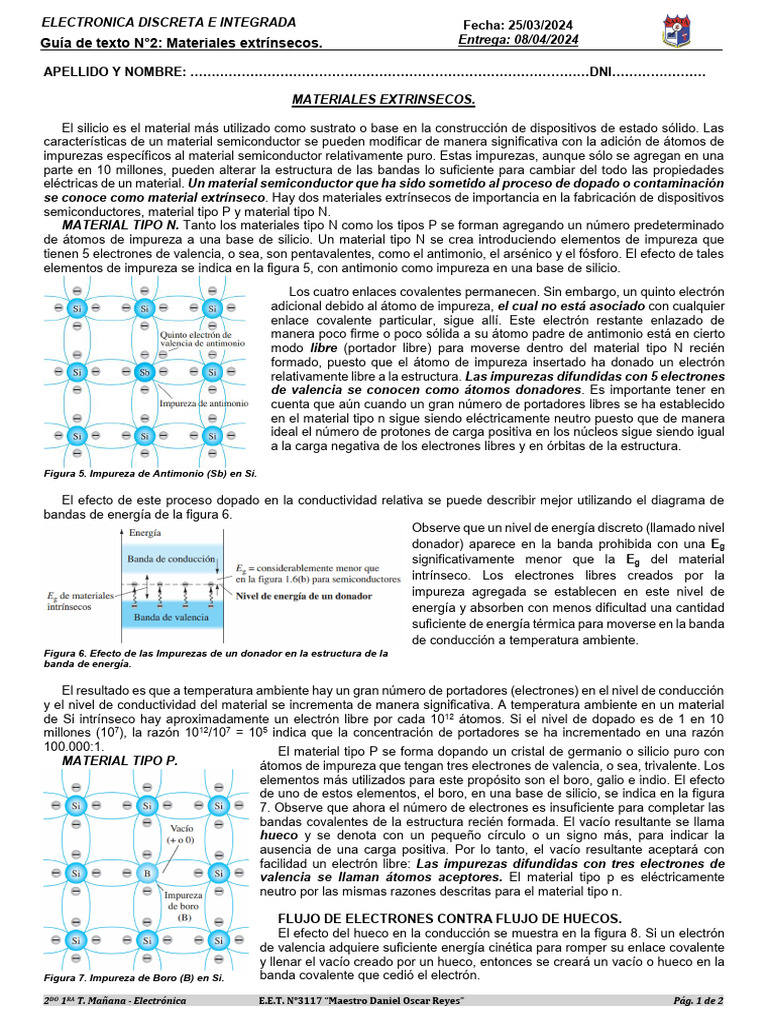 0 - 2024 - EDI 1 - 02 - Material Extrinseco | PDF | Semiconductores | Dopaje (semiconductor)