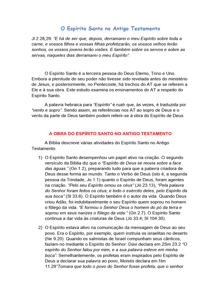 33-O Espã Rito Santo No Antigo Testamento | PDF | Espírito Santo ...