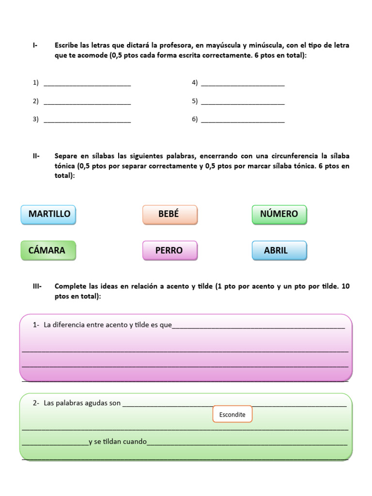 Prueba Acentoy Tilde | PDF | Lingüística