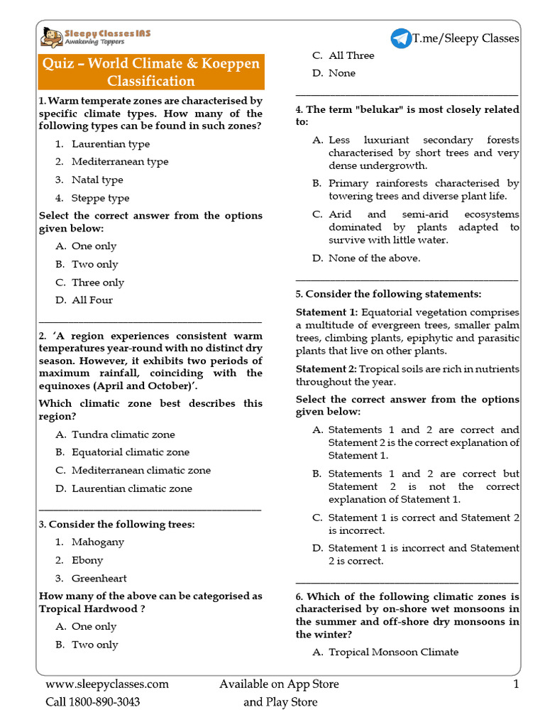 World Climate Koeppen Classification Questions Lyst8692 | PDF ...