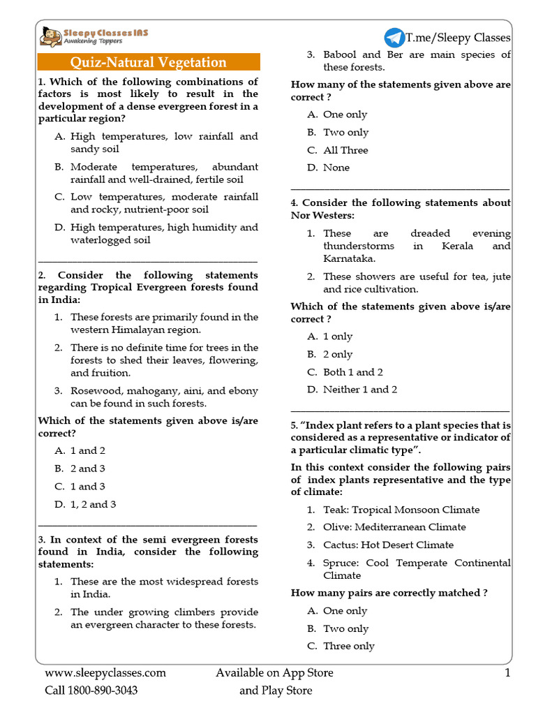 Natural Vegetation Questions Lyst9738 | PDF | Forests | Earth Sciences