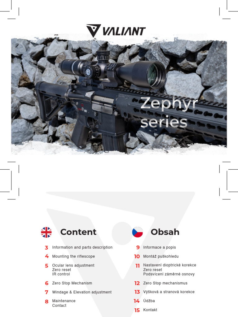 Valiant Zephyr Manual | PDF | Telescopic Sight | Firearm Components