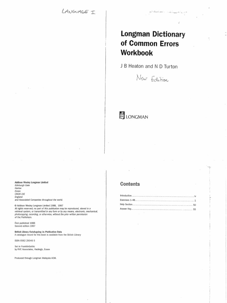 Dictionary of Common Errors | PDF