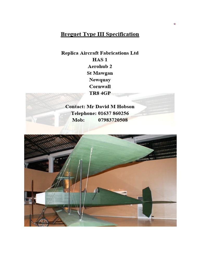 Breguet Type III Spec | PDF | Aircraft | Spar (Aeronautics)