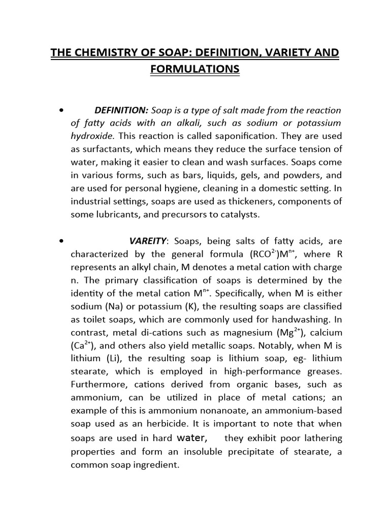 The Chemistry of Soap | Download Free PDF | Soap | Detergent