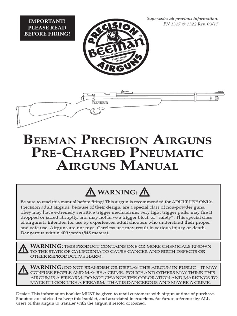 Beeman Chief II PCP AirRifle Manual | PDF | Trigger (Firearms ...