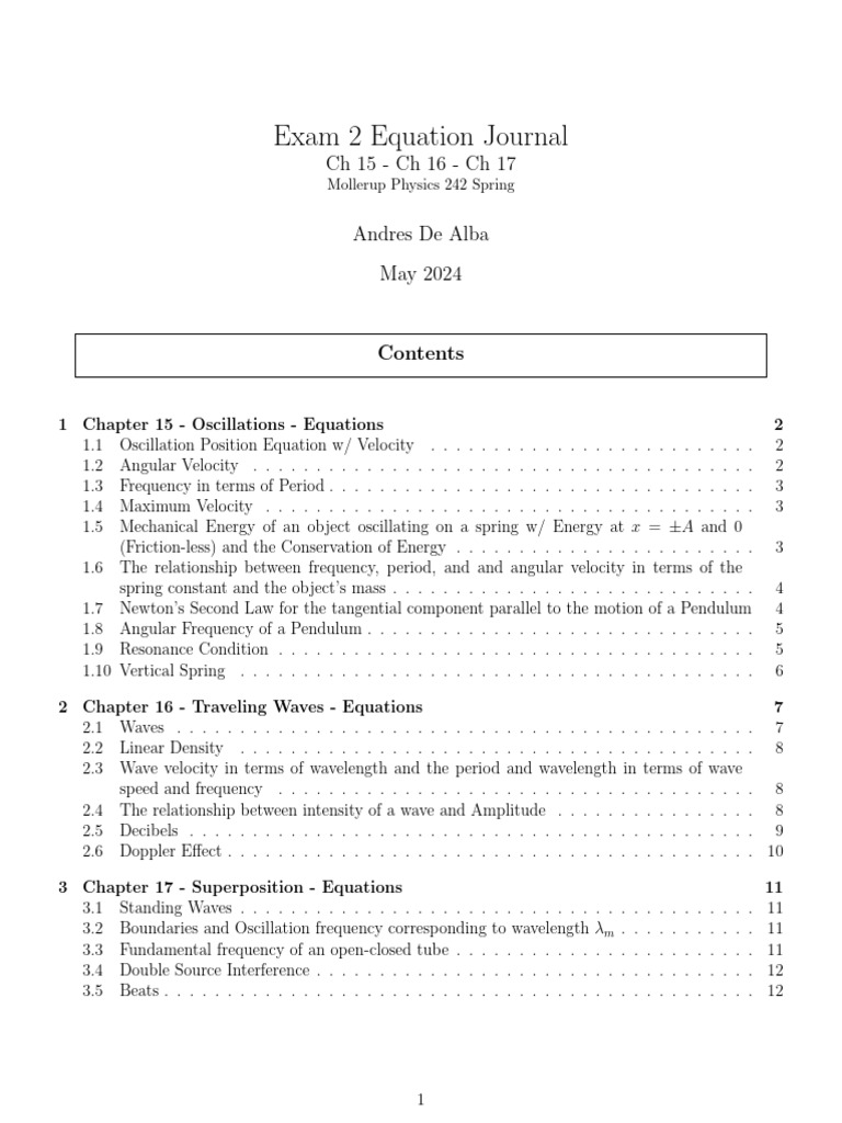 Andres Equation Journal-2 | PDF | Waves | Wavelength