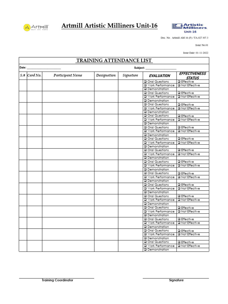 Manual Attendence Form | PDF