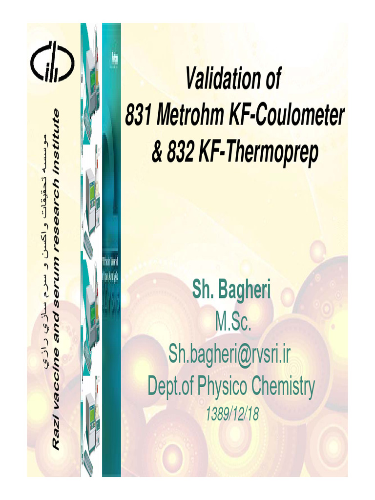 Validation Of 831 Metrohm Kf Coulometer And 832 Kf Thermoprep M Sc Sh