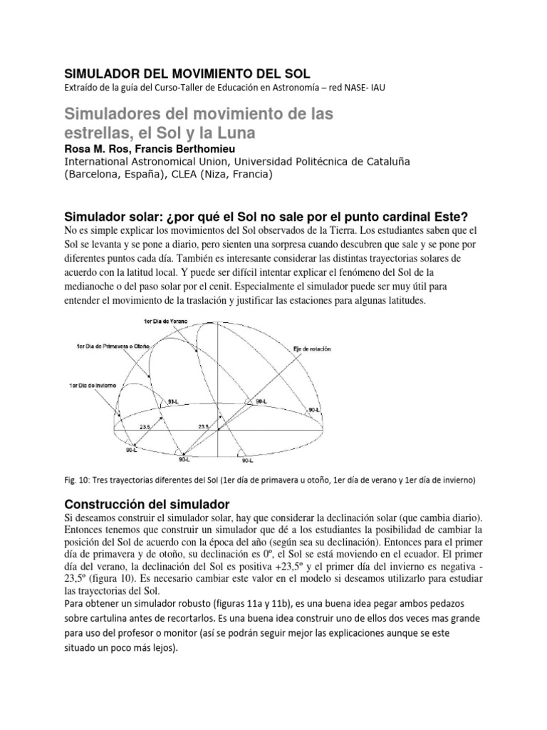 Construccion SIMULADOR DEL MOVIMIENTO DEL SOL | PDF | Astronomía