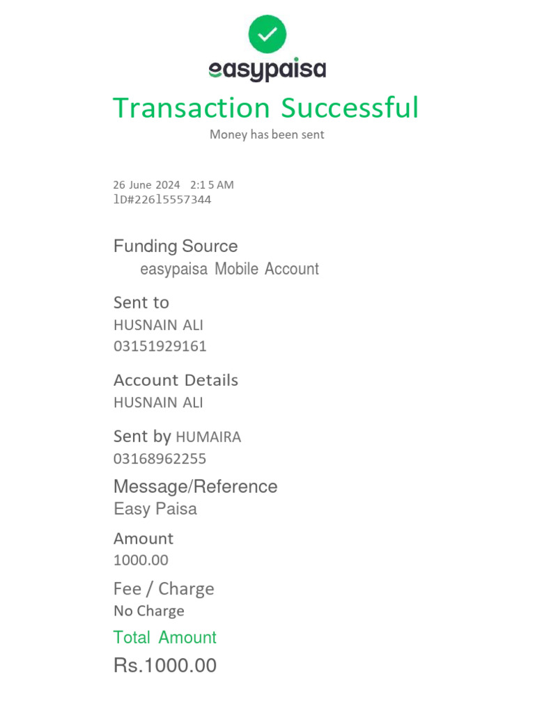 Easypaisa Receipt | PDF