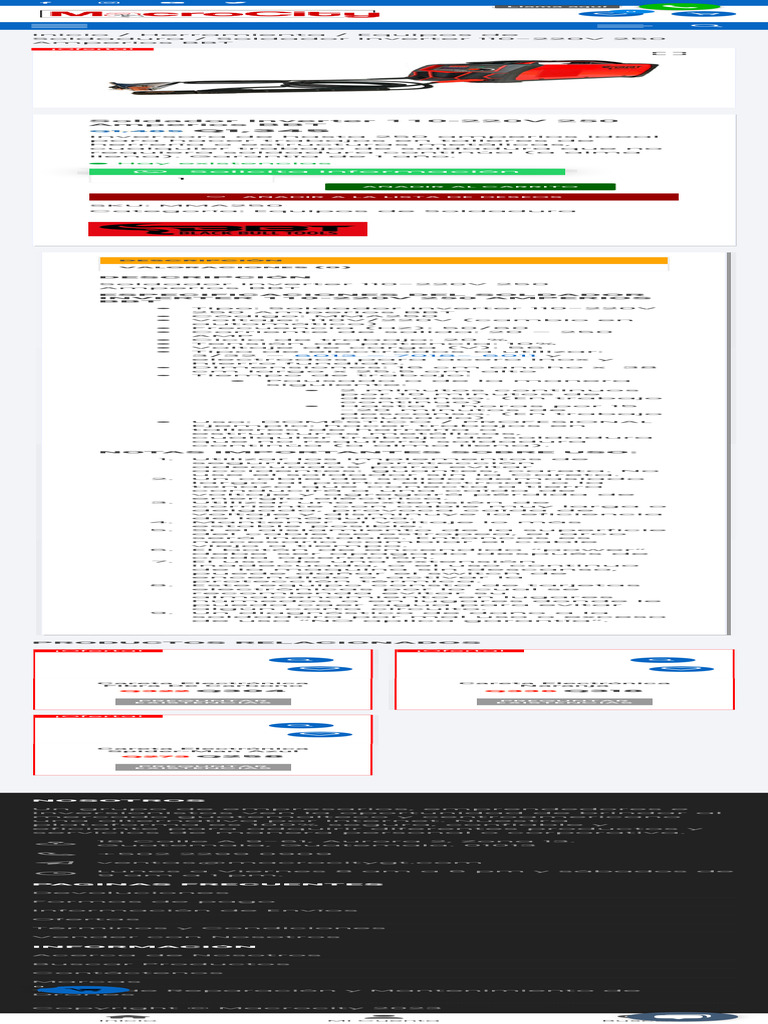 Soldador Inverter 110-220V 250 Amperios BBT - Macrocity | PDF | Soldadura | Construcción