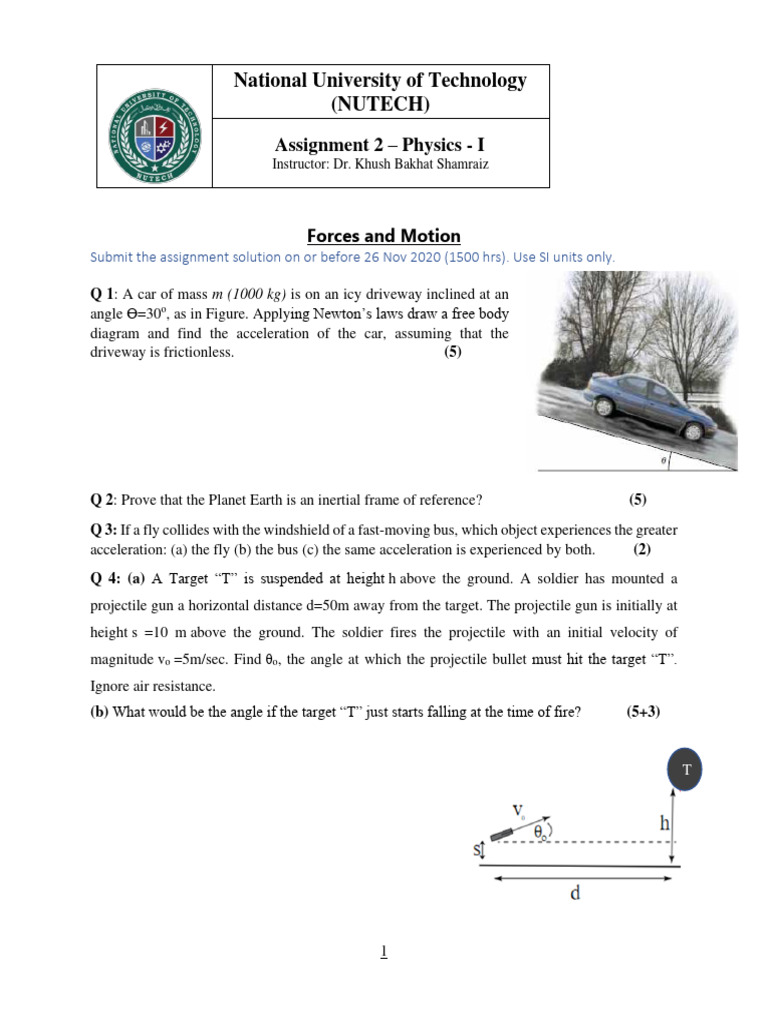 Assignment 2 (Forces and Motion) | PDF