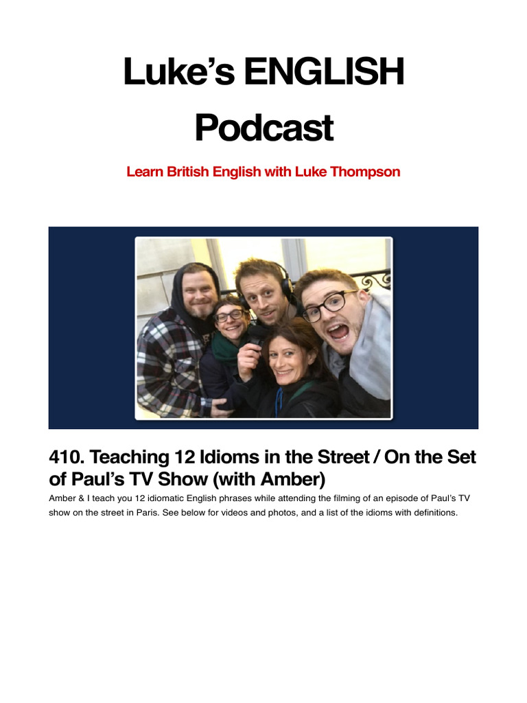 Teaching 12 Idioms in The Street - On The Set of Paul's TV Show (With ...