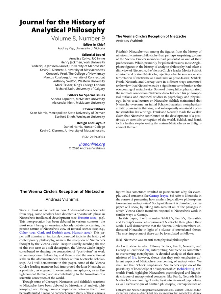 The Vienna Circle - S Reception of Nietzsche | PDF | Friedrich ...