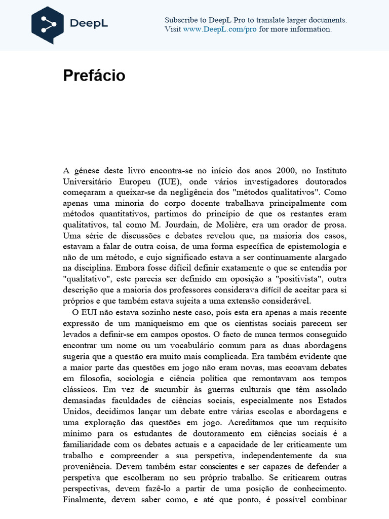 Prefácio: Subscribe To Deepl Pro To Translate Larger Documents. Visit For More Information | PDF ...
