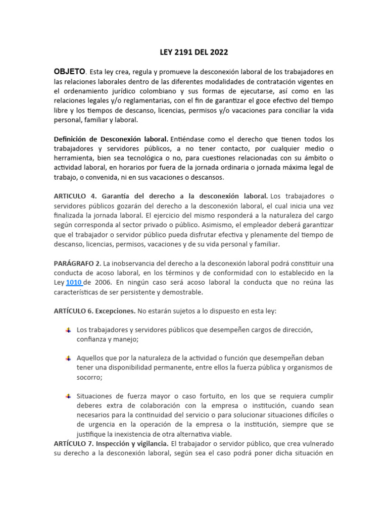 LEY 2191 DEL 2022 | PDF | Derecho laboral | Justicia