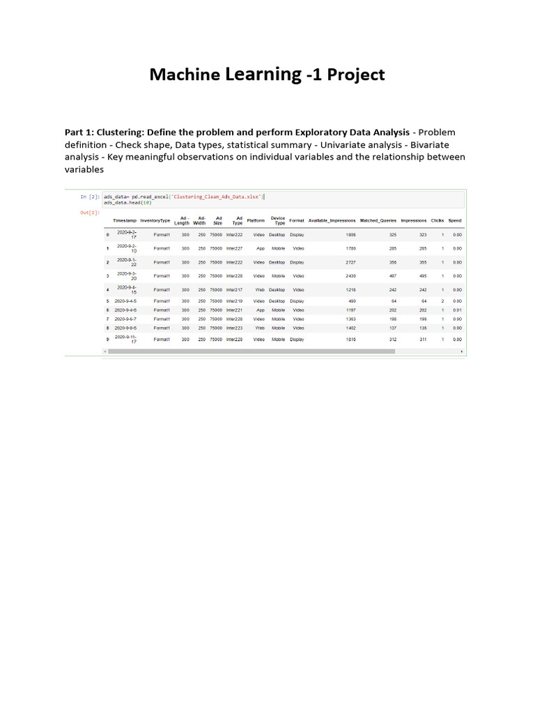 Machine Learning-1 Project | PDF | Cluster Analysis | Principal Component Analysis