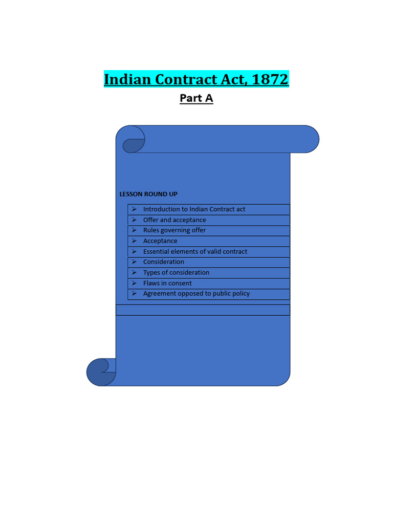Indian Contract Act Part A (By Shweta Maam) | PDF | Offer And ...