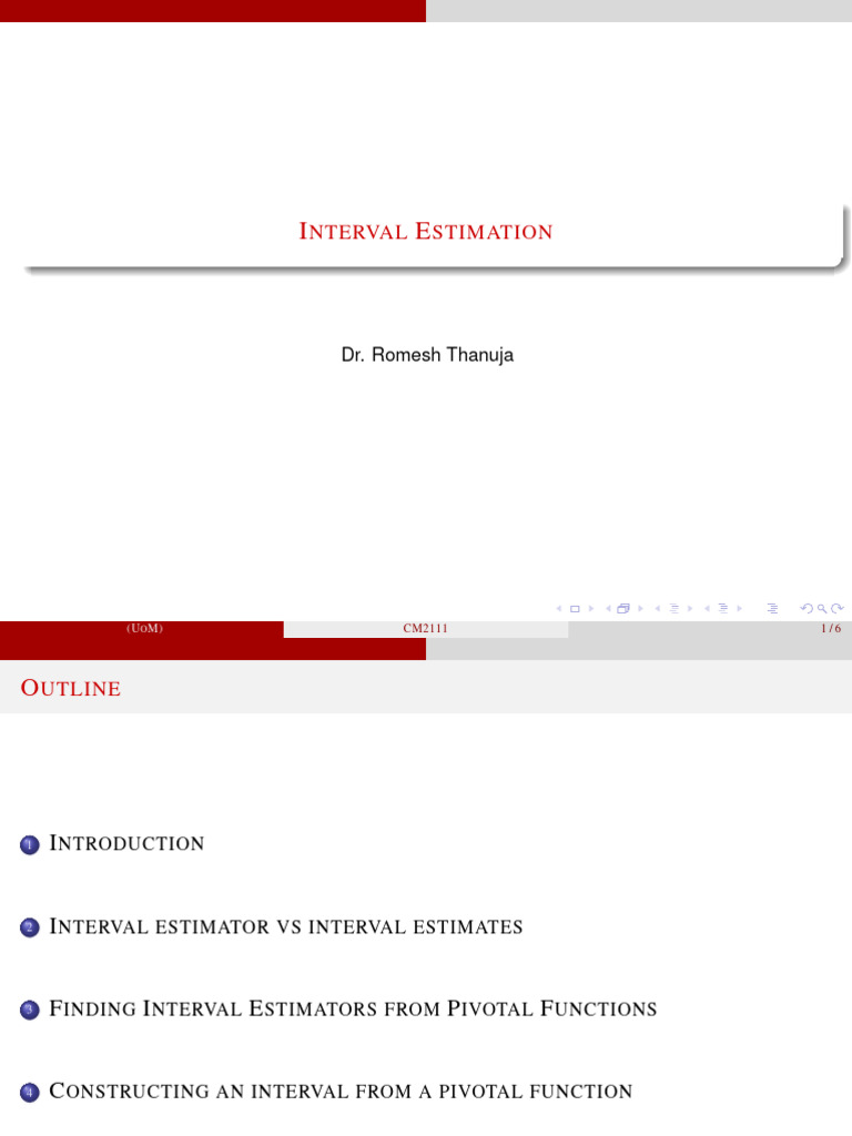 Interval Estimation Pdf Estimator Confidence Interval