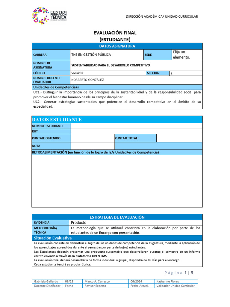 XXXX_EF_Sustent y D° Comp_VF_2024_(Estudiante) | PDF | Evaluación | Sustentabilidad