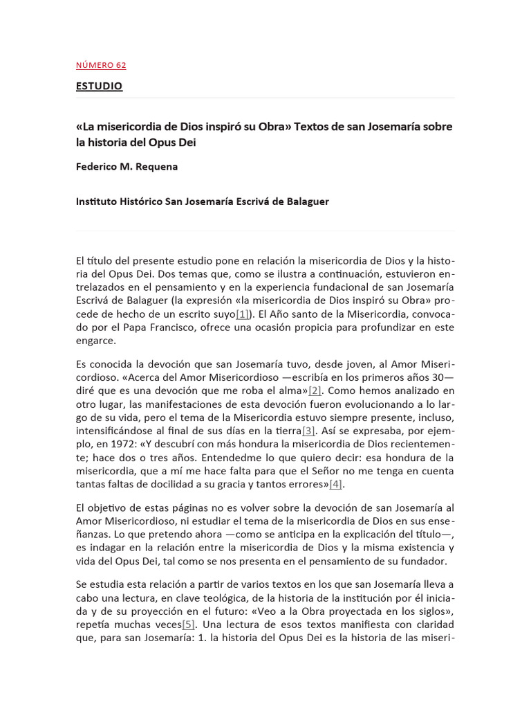 NÚMERO 62_Requena_Textos de san JME sobre la historia del Opus Dei | PDF | Dios | Amor