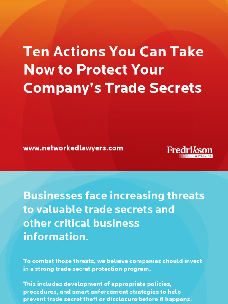 10 Actions To Protect Trade Secrets | PDF | Trade Secret | Computer Security