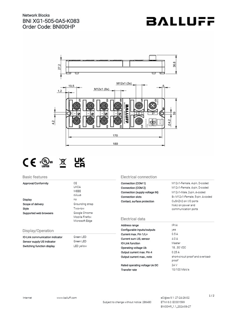 Datasheet BNI00HP 286480 en | PDF | Electrical Engineering | Computer ...