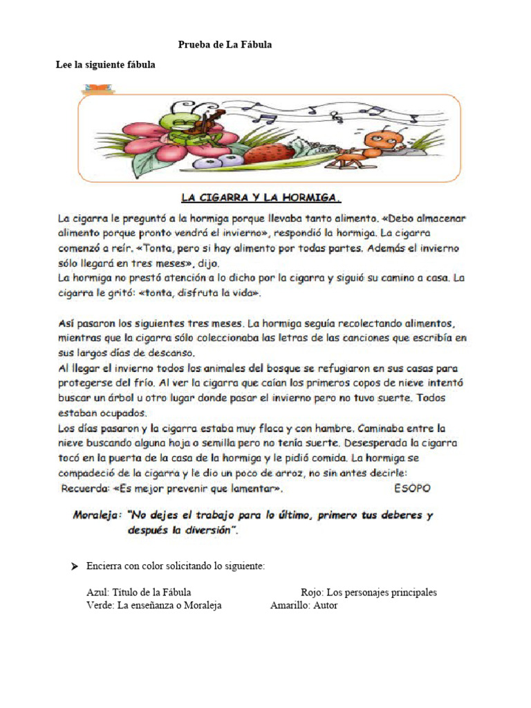 Esrudio Lenguaje - La Fábula | PDF | Artes del Lenguaje y Comunicación ...