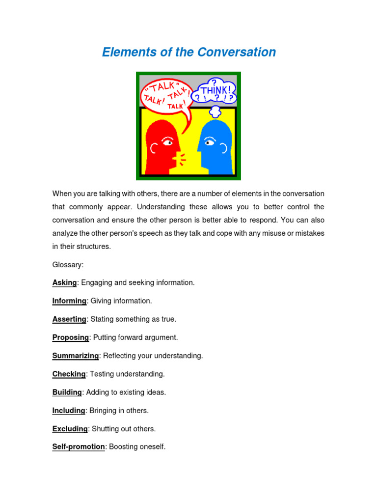 Elements of The Conversation | PDF | Conversation | Thought