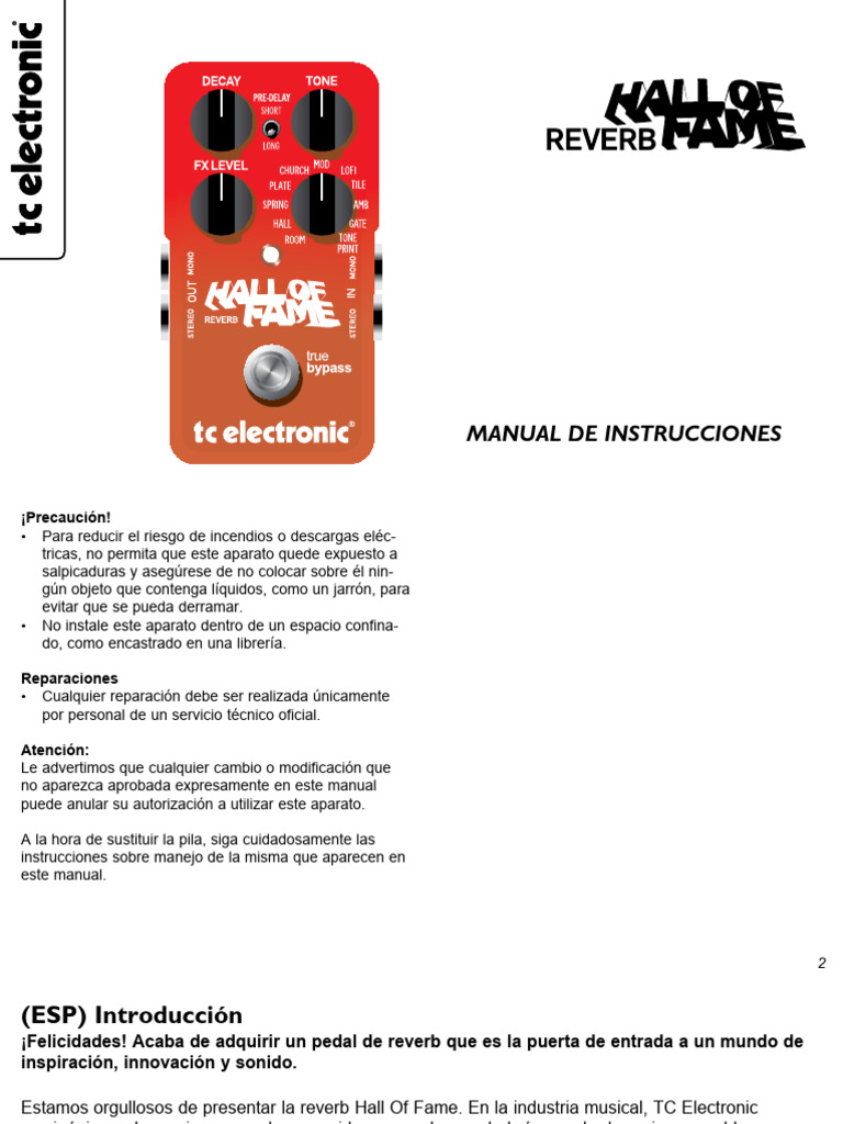 TC Electronic Hall of Fame Reverb Manual Spanish | PDF | Sonido | USB