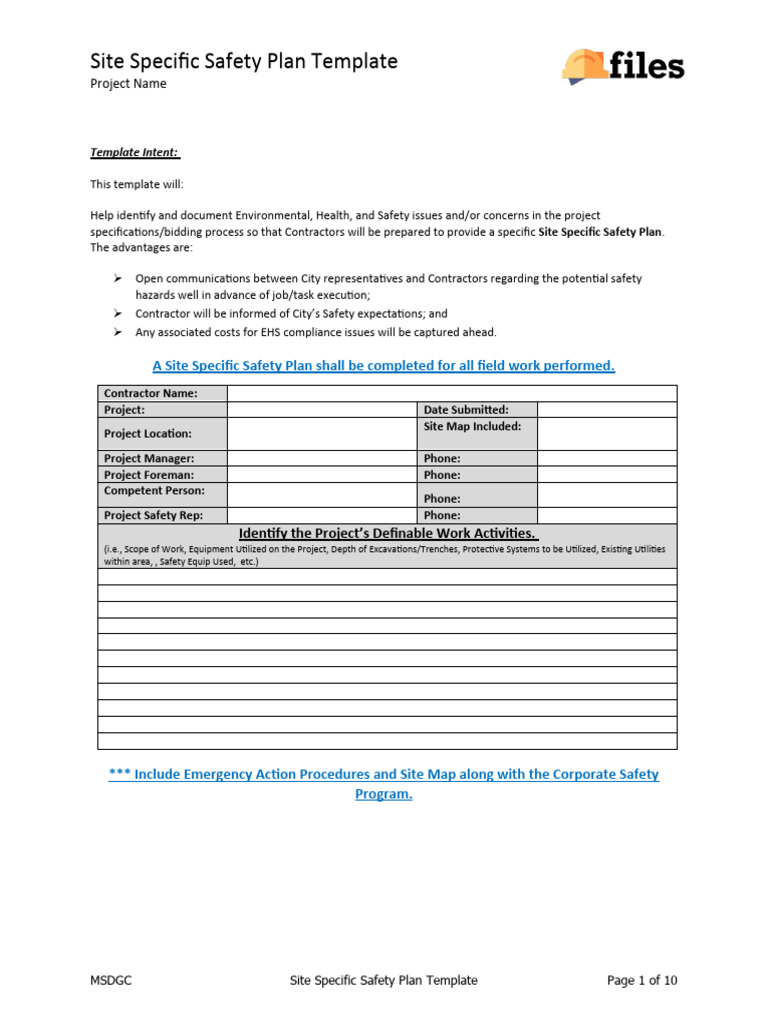 Site Specific Safety Plan trt5jw | PDF | Personal Protective Equipment ...