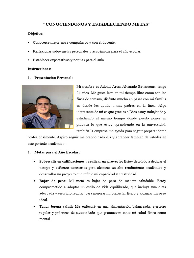 Conociéndonos y Estableciendo Meta1 | PDF | Cognición
